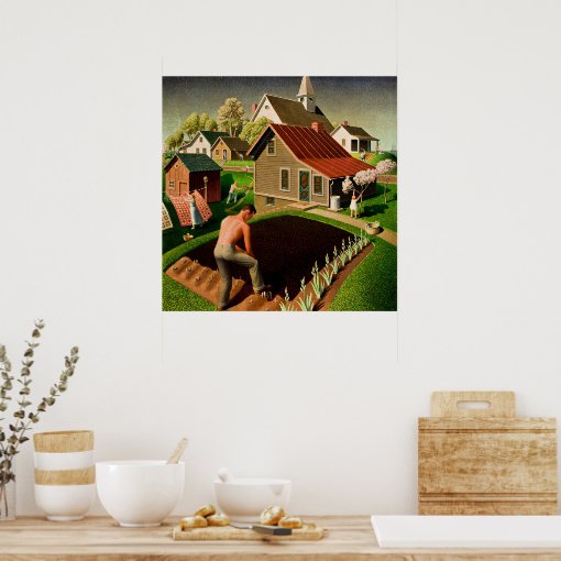 Grant Wood - Spring in Town, fine art painting Poster | Zazzle