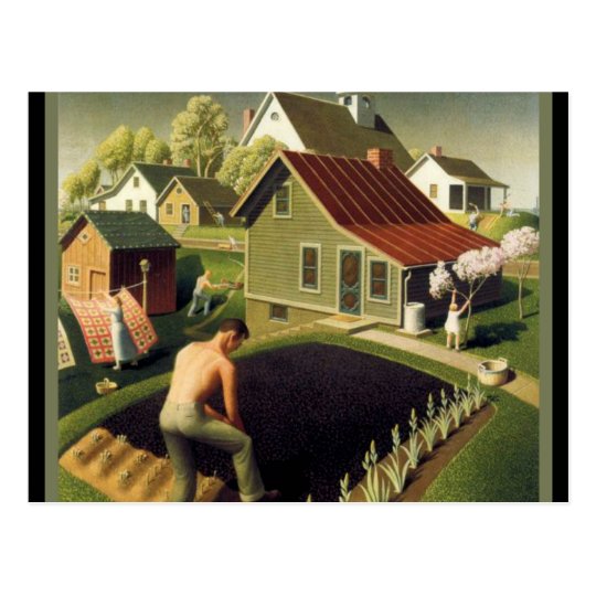 Grant Wood - Spring in Town Postcard | Zazzle.com