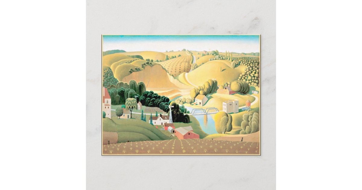 Grant Wood - Stone City, Iowa Postcard | Zazzle