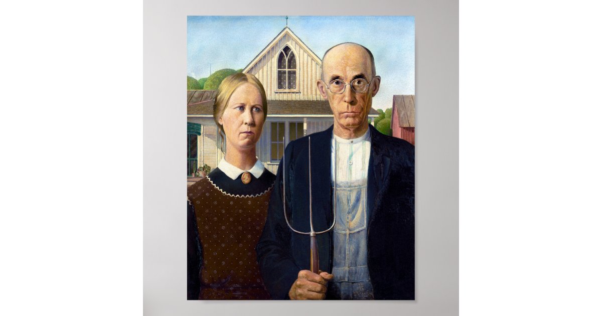 Grant Wood's American Gothic famous painting Poster | Zazzle