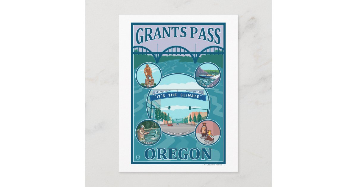 Grants Pass, OregonScenic Travel Poster Postcard | Zazzle