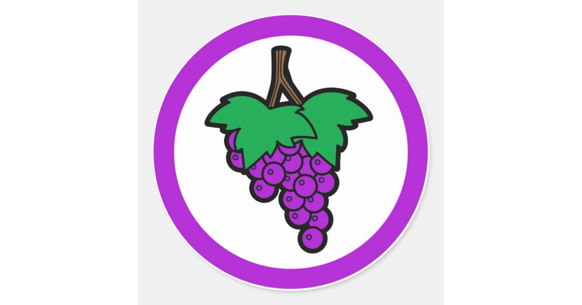 Grape flavor circle sticker labels | Zazzle