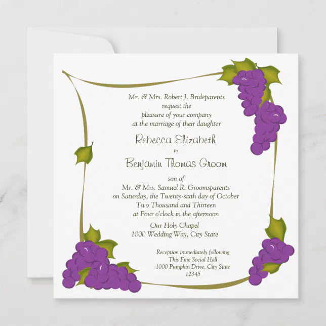Grape Harvest Wedding Invitation | Zazzle