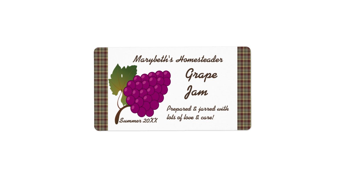 Grape Jam Jar Label (Customize) | Zazzle