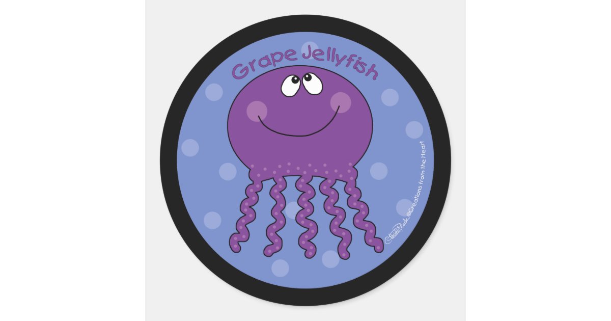 Grape Jellyfish Classic Round Sticker | Zazzle