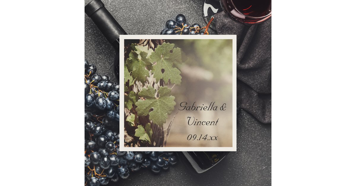 Grape Leaves Vineyard Wedding Paper Napkins | Zazzle