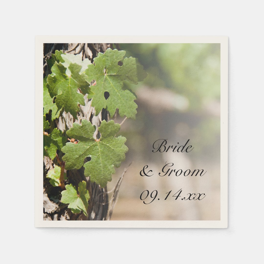 Grape Leaves Vineyard Wedding Paper Napkins | Zazzle