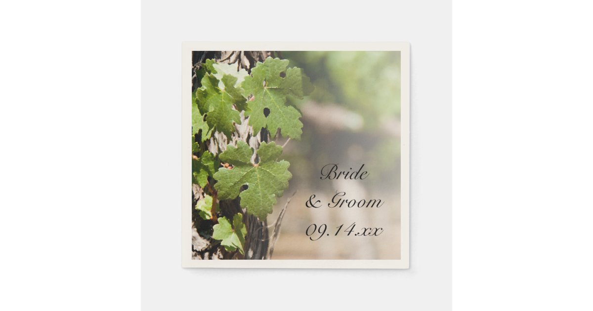 Grape Leaves Vineyard Wedding Paper Napkins | Zazzle