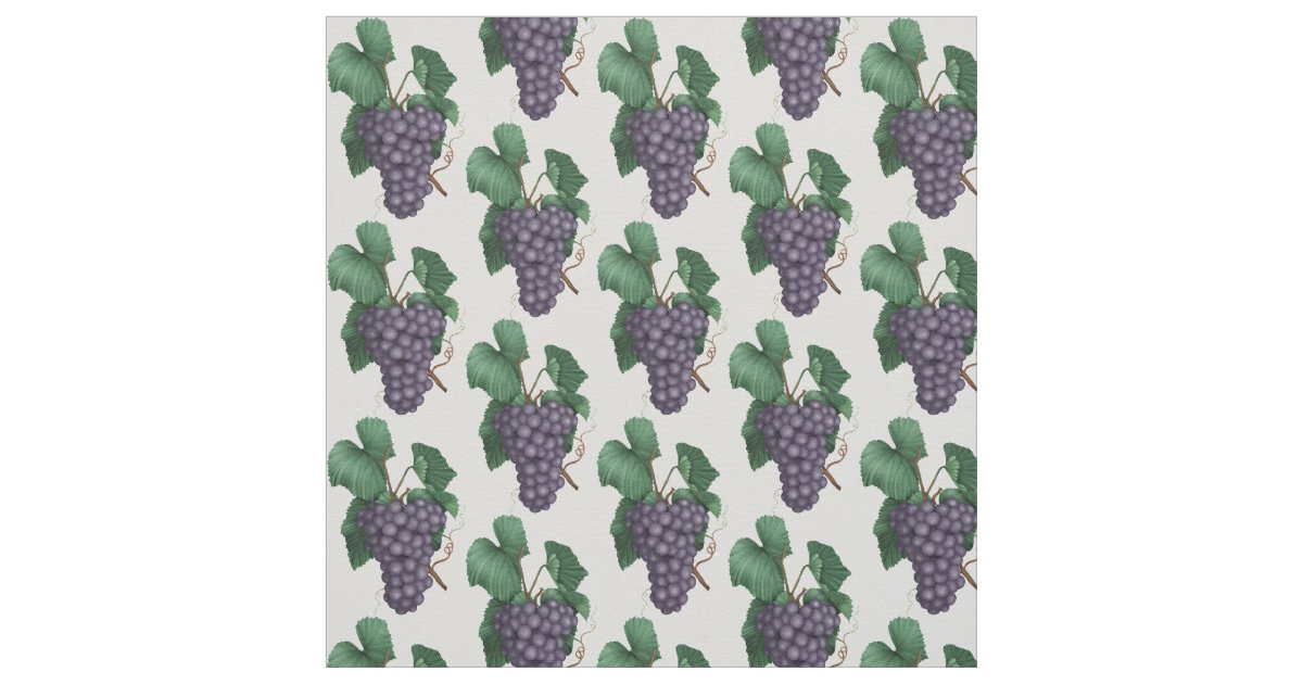 Grape pattern Kitchen pattern cotton twill fabric | Zazzle