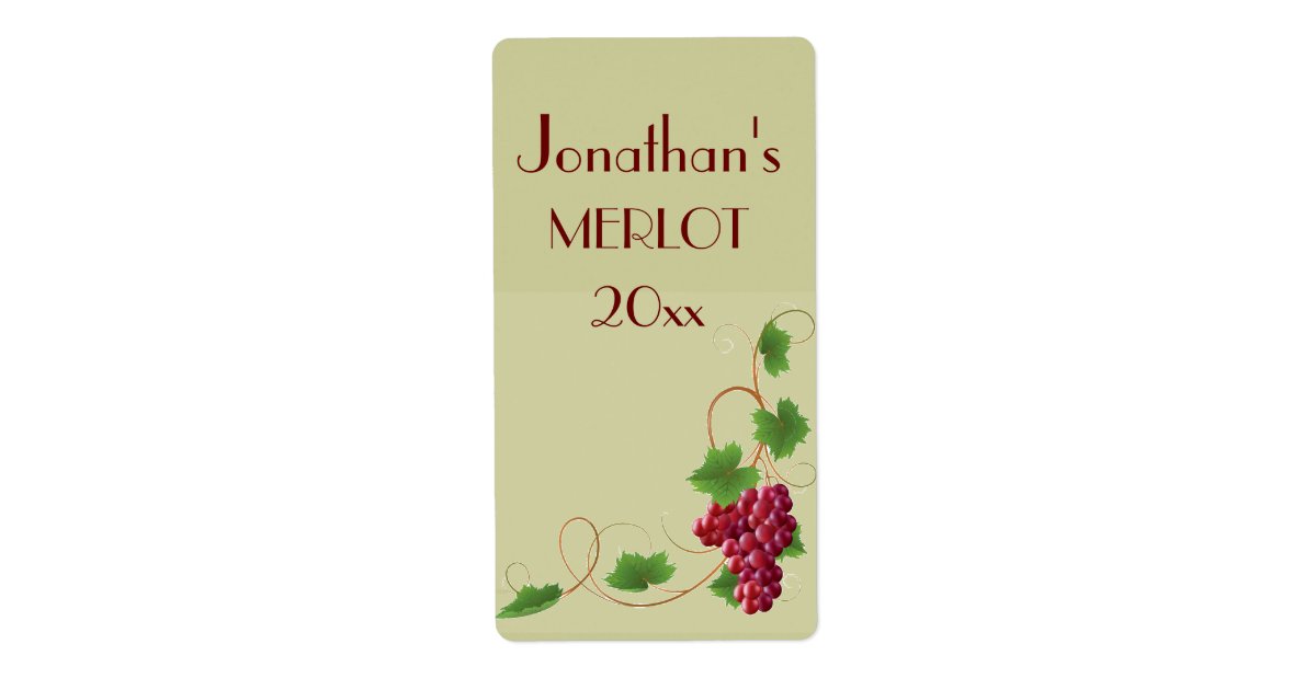 Grape Vine Wine Label | Zazzle