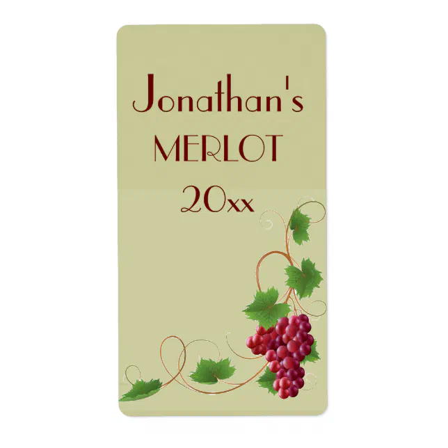 Grape Vine Wine Label | Zazzle