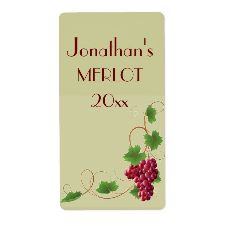 Grape Vine Wine Label | Zazzle