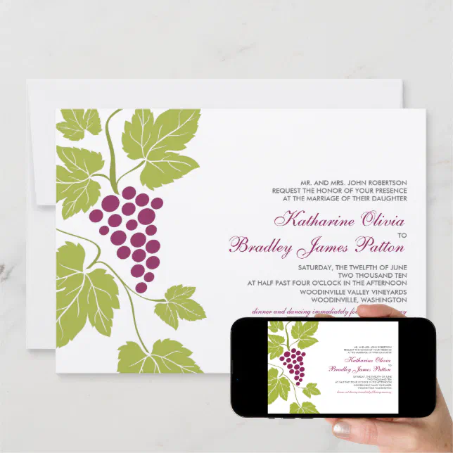 Grape Vines Wedding Invitation | Zazzle