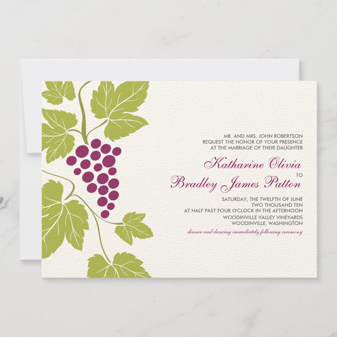 Grape Vines Wedding Invitation | Zazzle