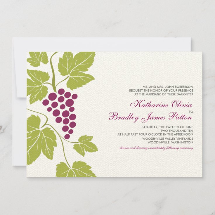 Grape Vines Wedding Invitation | Zazzle
