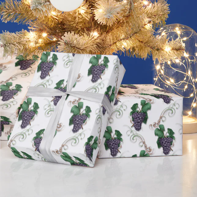 Grape wine pattern wrapping paper | Zazzle