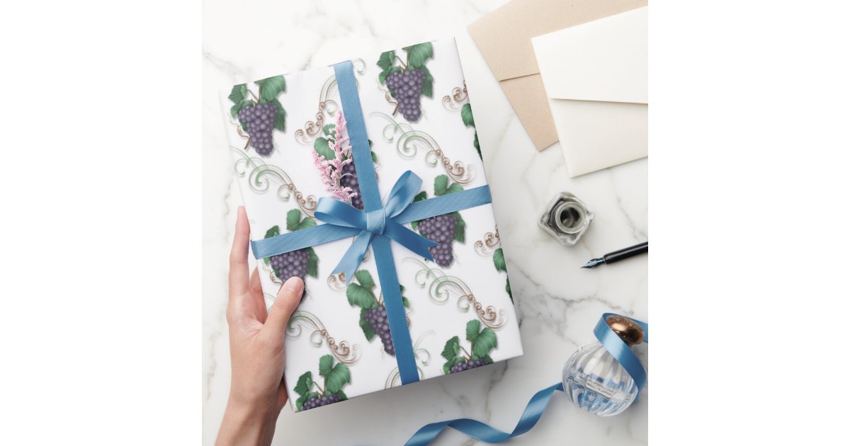 Grape wine pattern wrapping paper | Zazzle