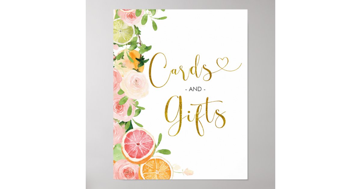 Grapefruit Citrus Bridal Shower Cards and Gifts Poster | Zazzle