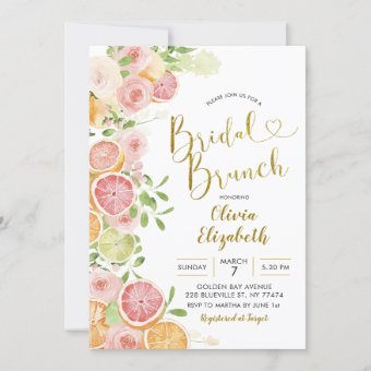 Grapefruit Citrus Fruit Bridal Shower Invitation | Zazzle