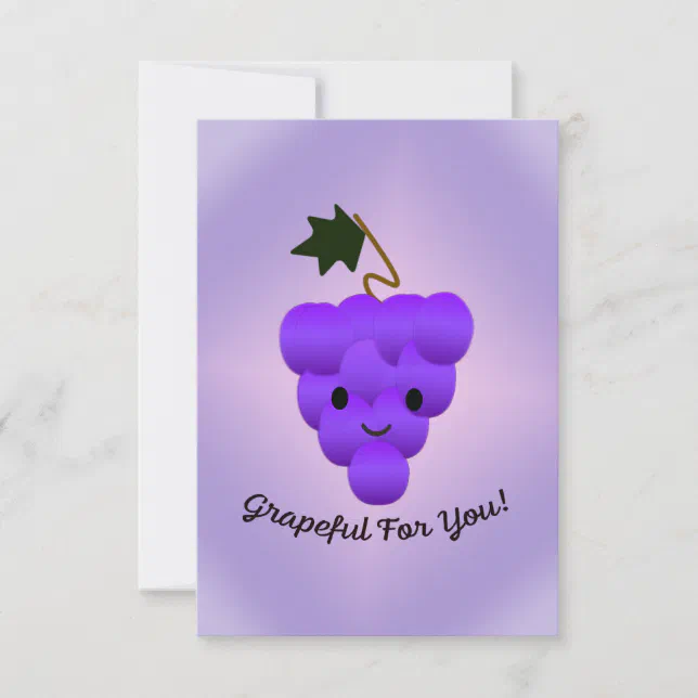 Grapeful For You Grapes Thank You Card | Zazzle