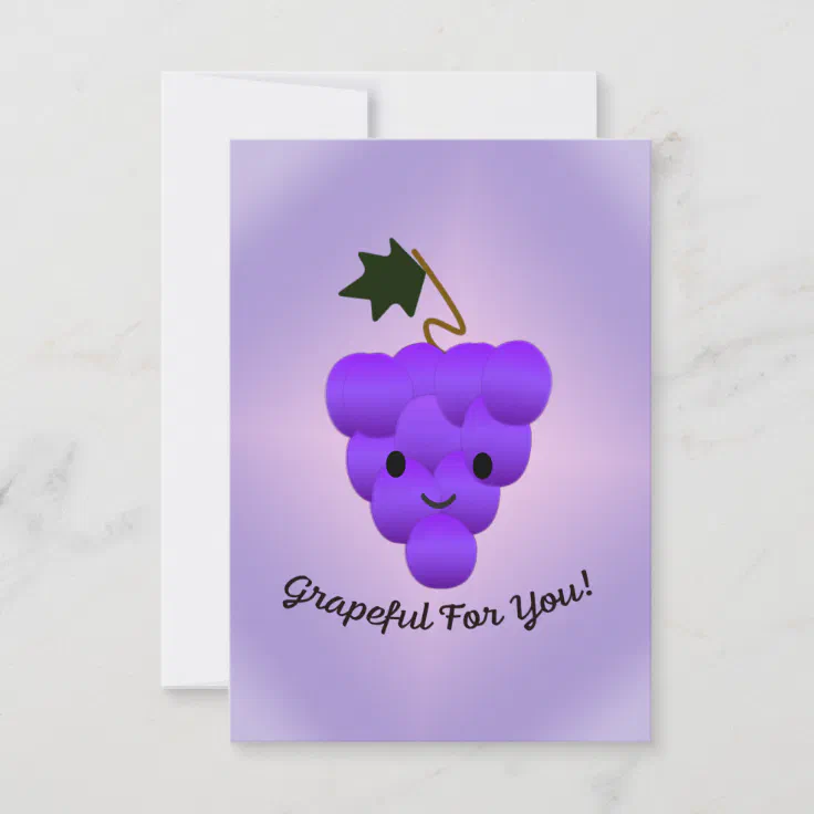 Grapeful For You Grapes Thank You Card | Zazzle