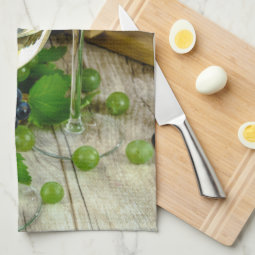 grapes and wine kitchen towel | Zazzle