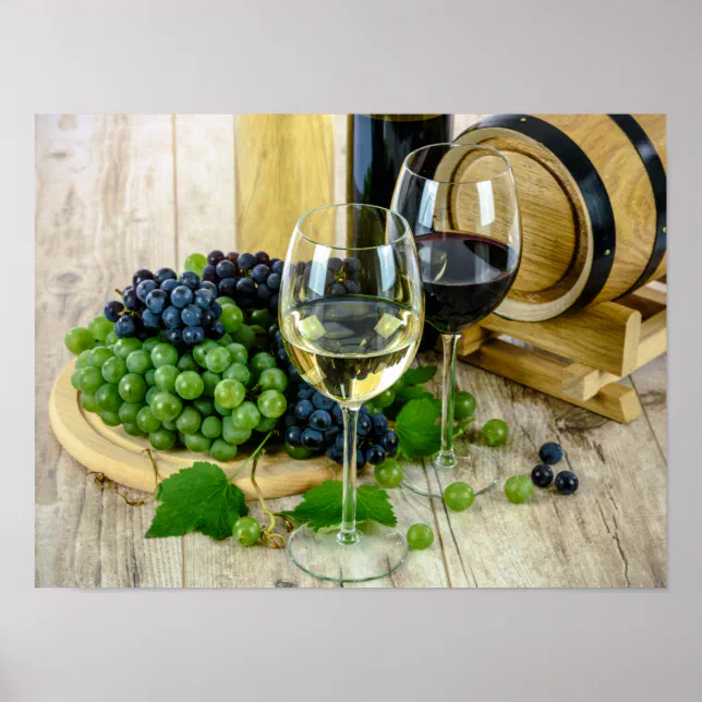 grapes and wine poster | Zazzle