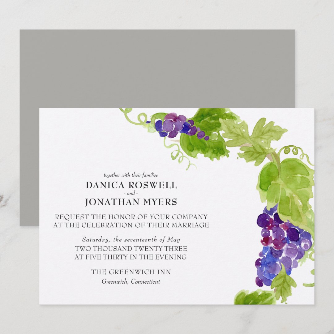 Grapes on the Vine Wine Wedding Invitation | Zazzle