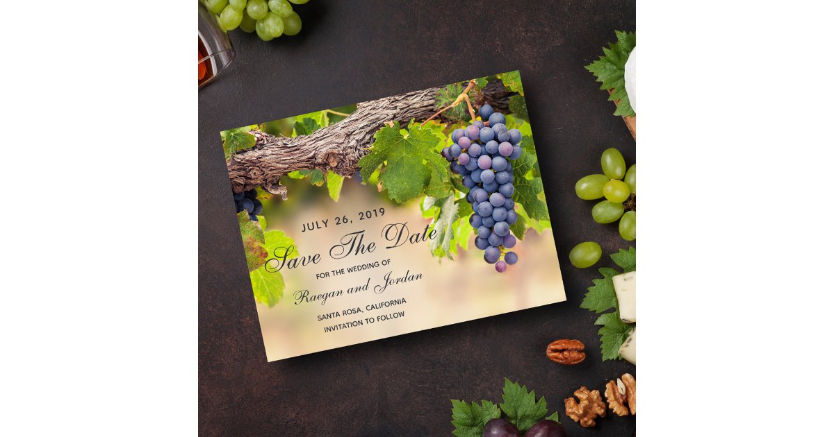 Grapes on Vines Save the Date Card | Zazzle