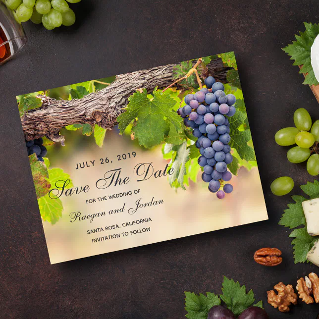 Grapes on Vines Save the Date Card | Zazzle
