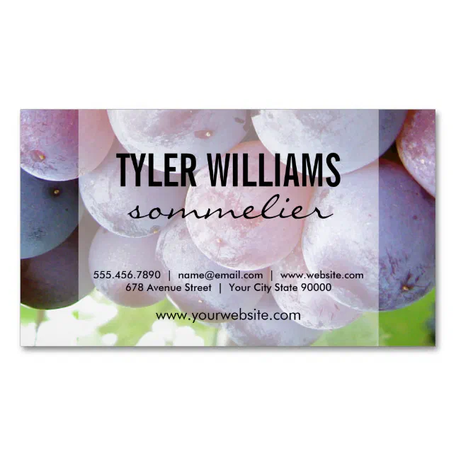 Grapes Sommelier Business Card Magnet | Zazzle