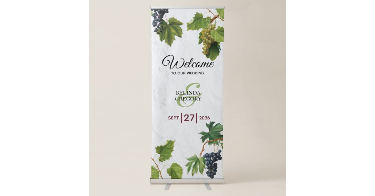 Grapes Vineyard Greek Island Wedding Welcome Sign | Zazzle