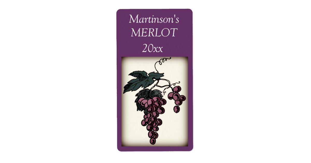 Grapes Wine Label | Zazzle