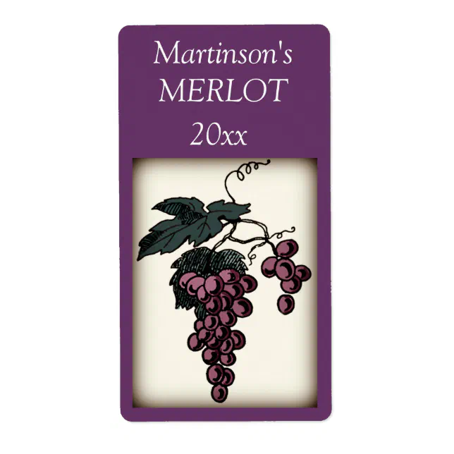 Grapes Wine Label | Zazzle