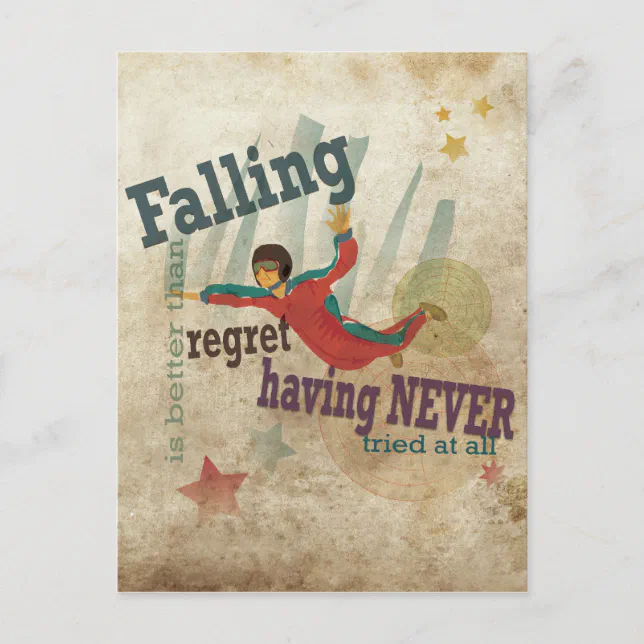 Graphic Art with motivational message: Skydiving Postcard | Zazzle