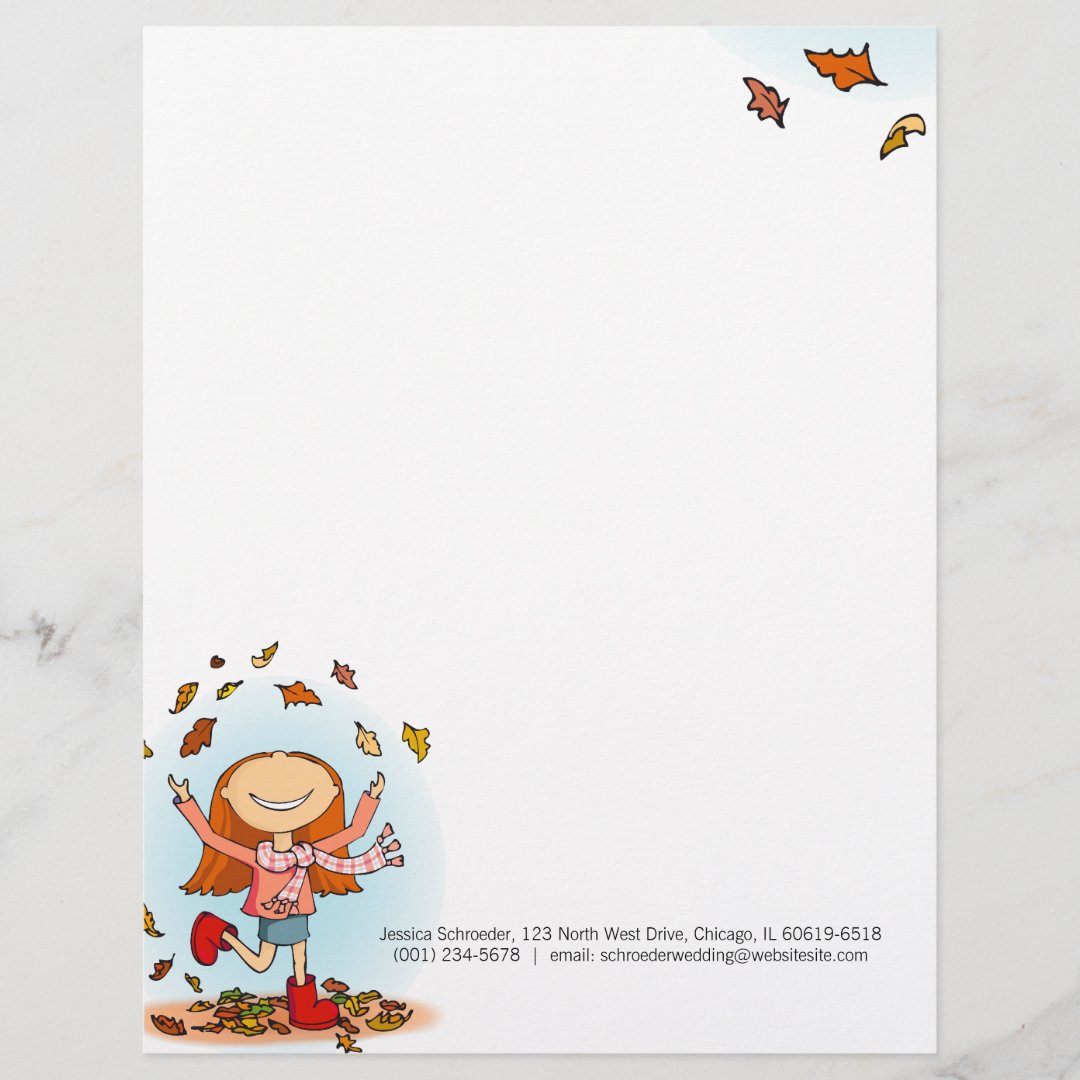Graphic autumn / fall girl letterhead | Zazzle