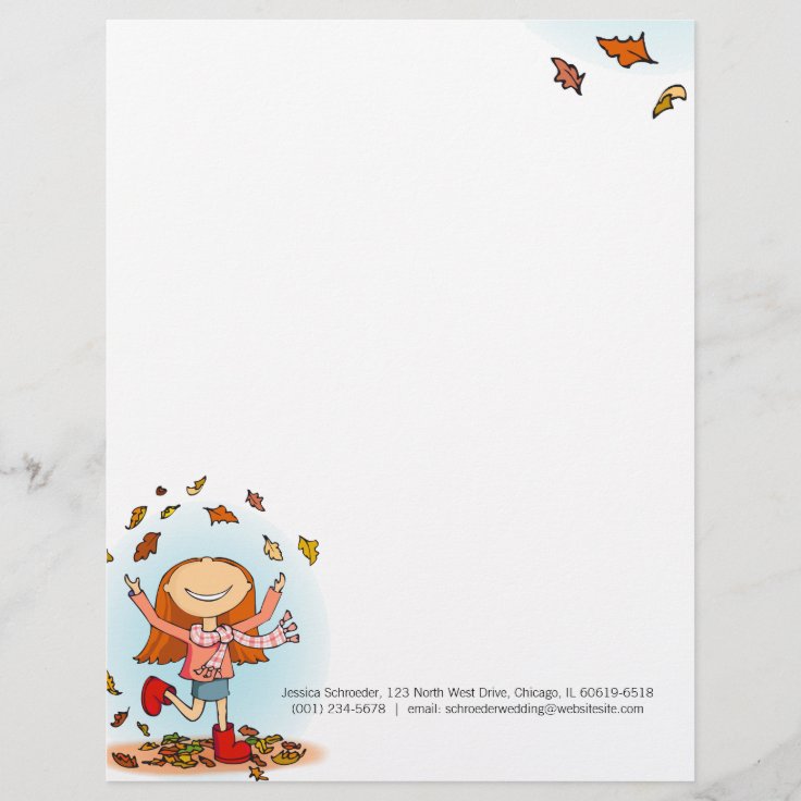 Graphic autumn / fall girl letterhead | Zazzle