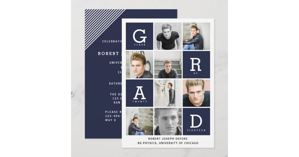 GRAPHIC BOXES GRADUATION INVITATION | Zazzle