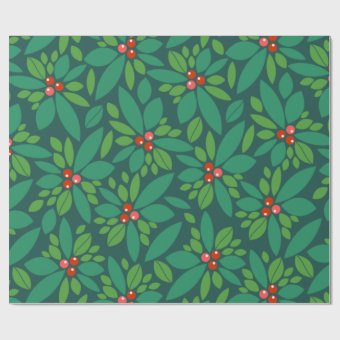 Graphic Christmas Holly Wrapping Paper | Zazzle