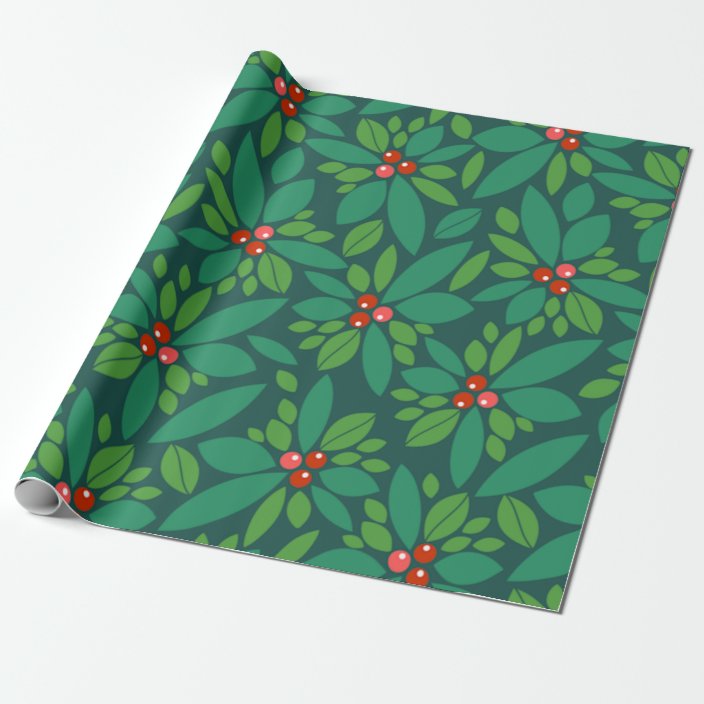 Graphic Christmas Holly Wrapping Paper | Zazzle.com