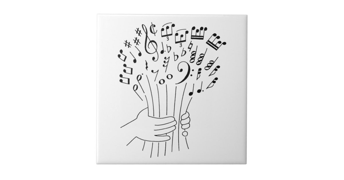 Graphic design : flowers of musical notes - ceramic tile | Zazzle