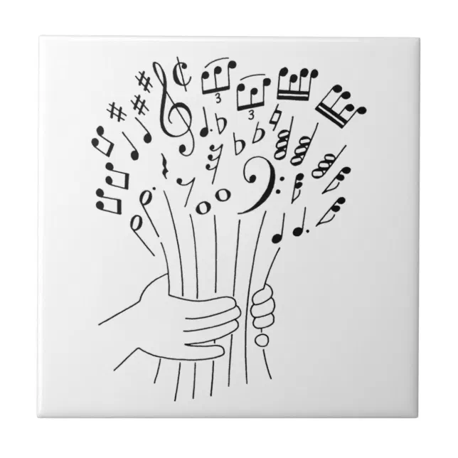Graphic design : flowers of musical notes - ceramic tile | Zazzle