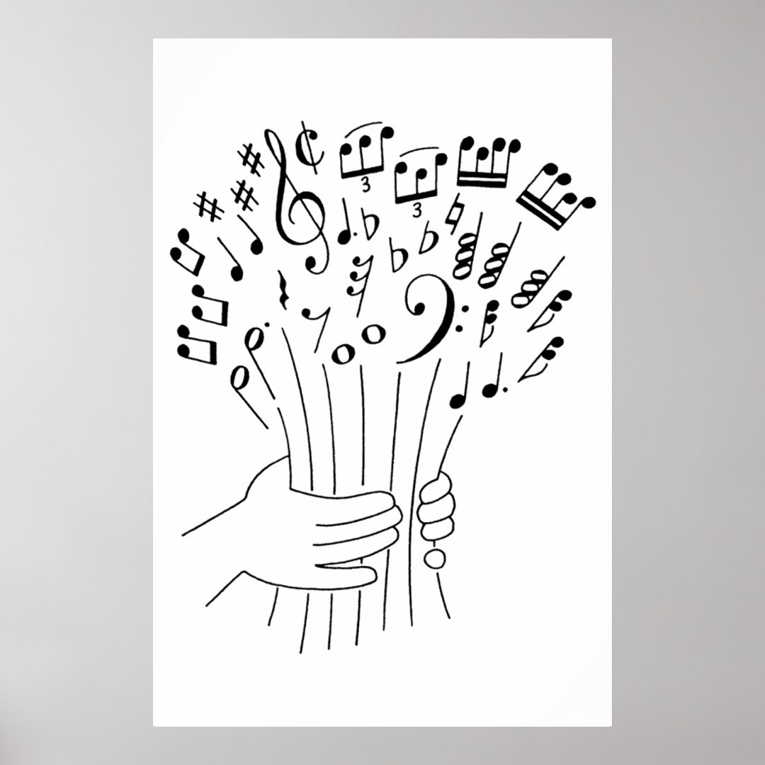 Graphic design : flowers of musical notes - poster | Zazzle