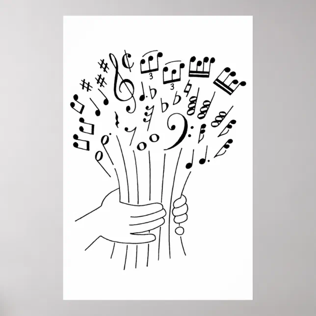Graphic design : flowers of musical notes - poster | Zazzle