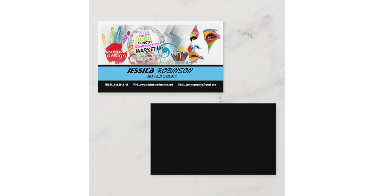 Graphic Designer Artwork Graphics Hand Face Business Card | Zazzle