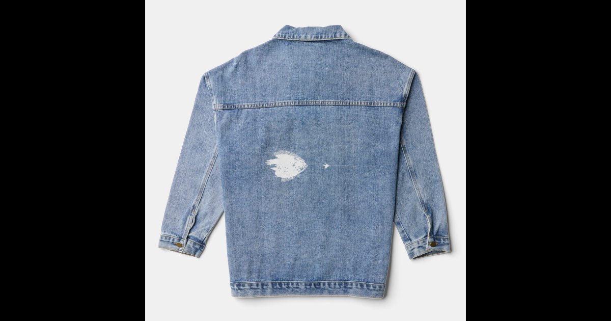 Graphic Fly Fishing Hook Line Fish Fluke Denim Jacket | Zazzle