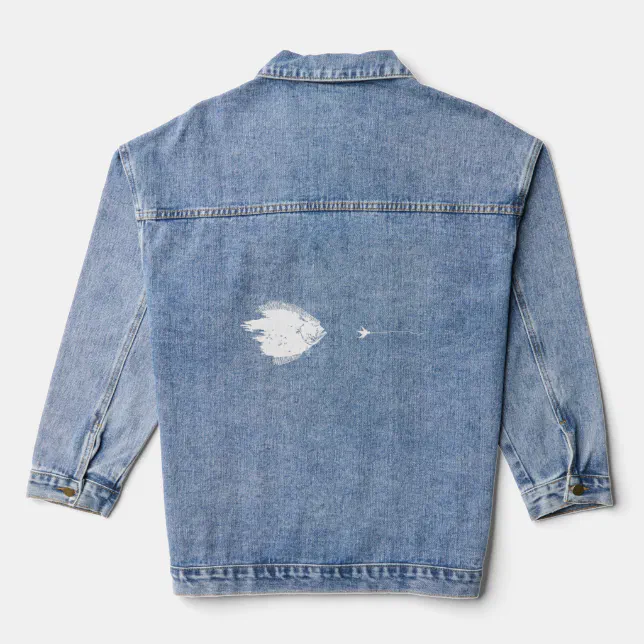 Graphic Fly Fishing Hook Line Fish Fluke Denim Jacket | Zazzle