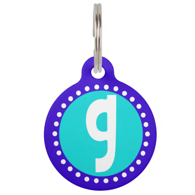 Graphic Lowercase Letter G Custom Initial Pet ID Tag | Zazzle