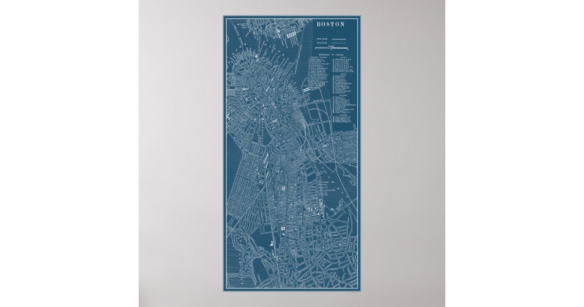 Graphic Map of Boston Poster | Zazzle