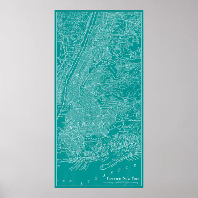 Graphic Map of New York Poster | Zazzle